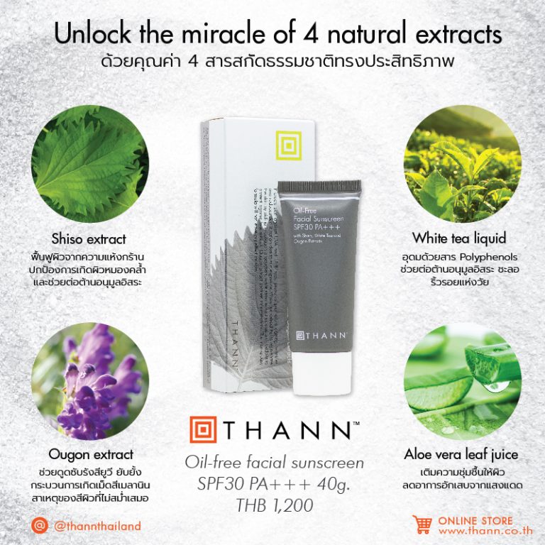 Oil-Free Facial Sunscreen SPF30 PA+++ with Nano Shiso and White Tea ...